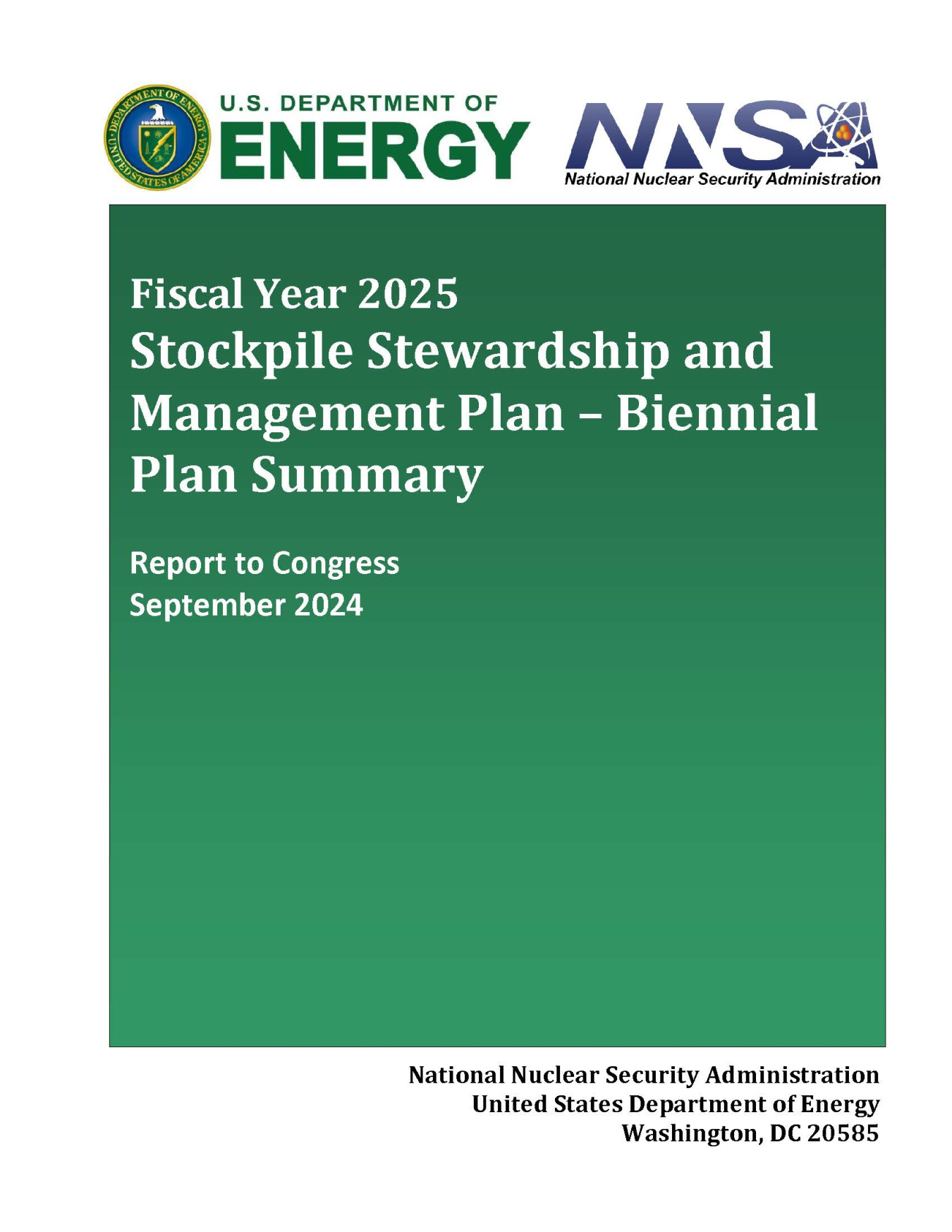 Stockpile Stewardship and Management Plan (SSMP) | Department of Energy